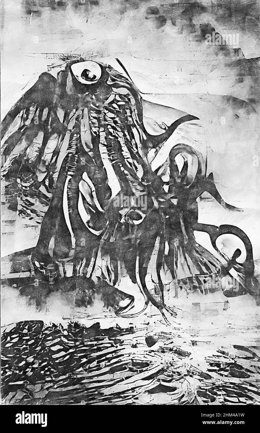 Cthulhu art Black and White Stock Photos & Images - Alamy