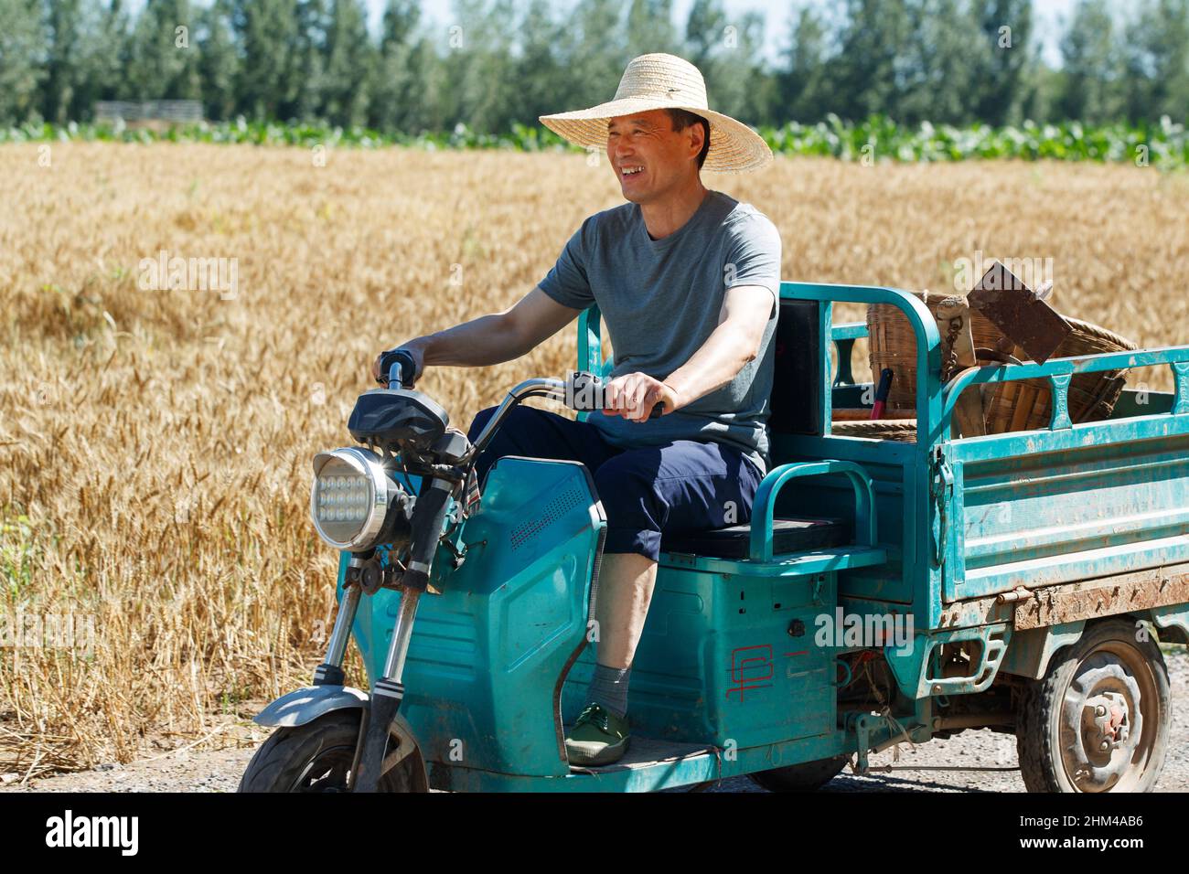 Driving tricycle farmers Stock Photo - Alamy