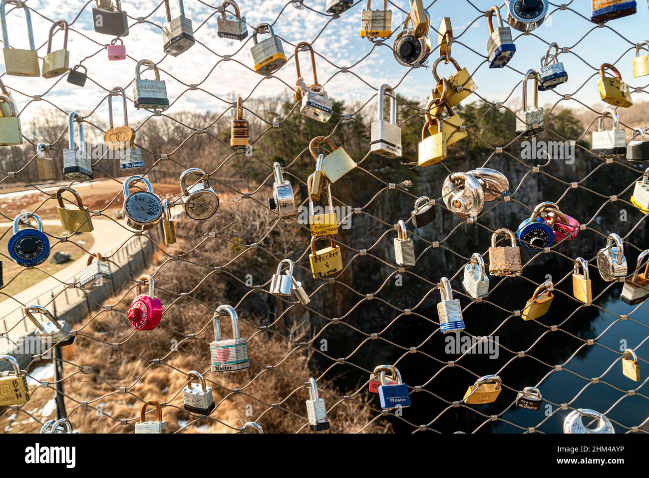 Love Locks at Rock Quarry Park Stock Photo - Alamy