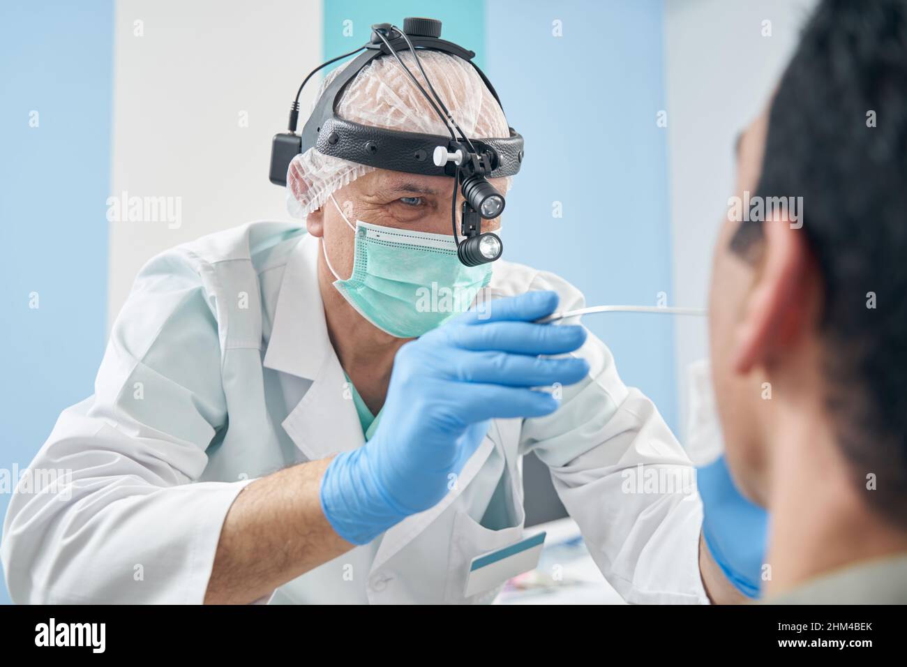 Working process of otorhinolaryngologist at the hospital Stock Photo ...