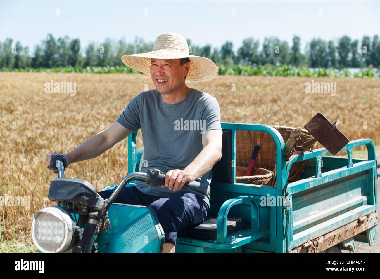 Driving tricycle farmers Stock Photo - Alamy
