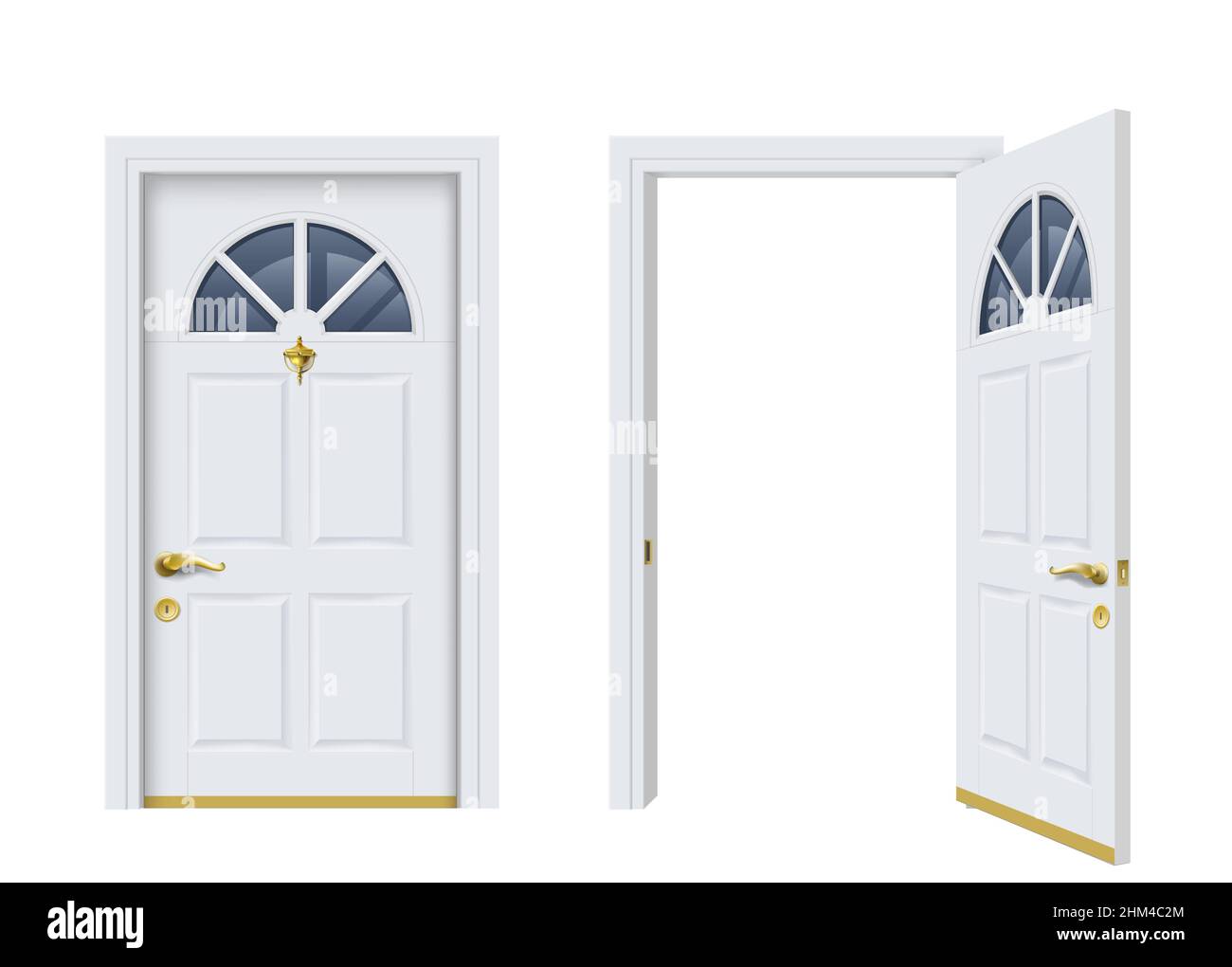 Vector. Two white classic doors open and closed. Template for design ...