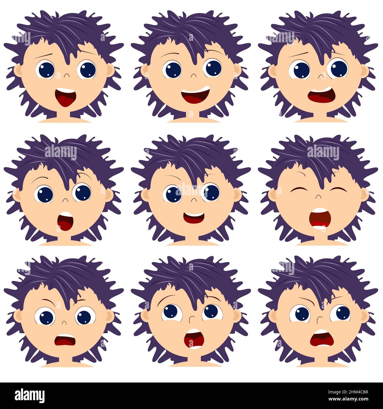 Collection of cute childish emotions. Children's set of different ...