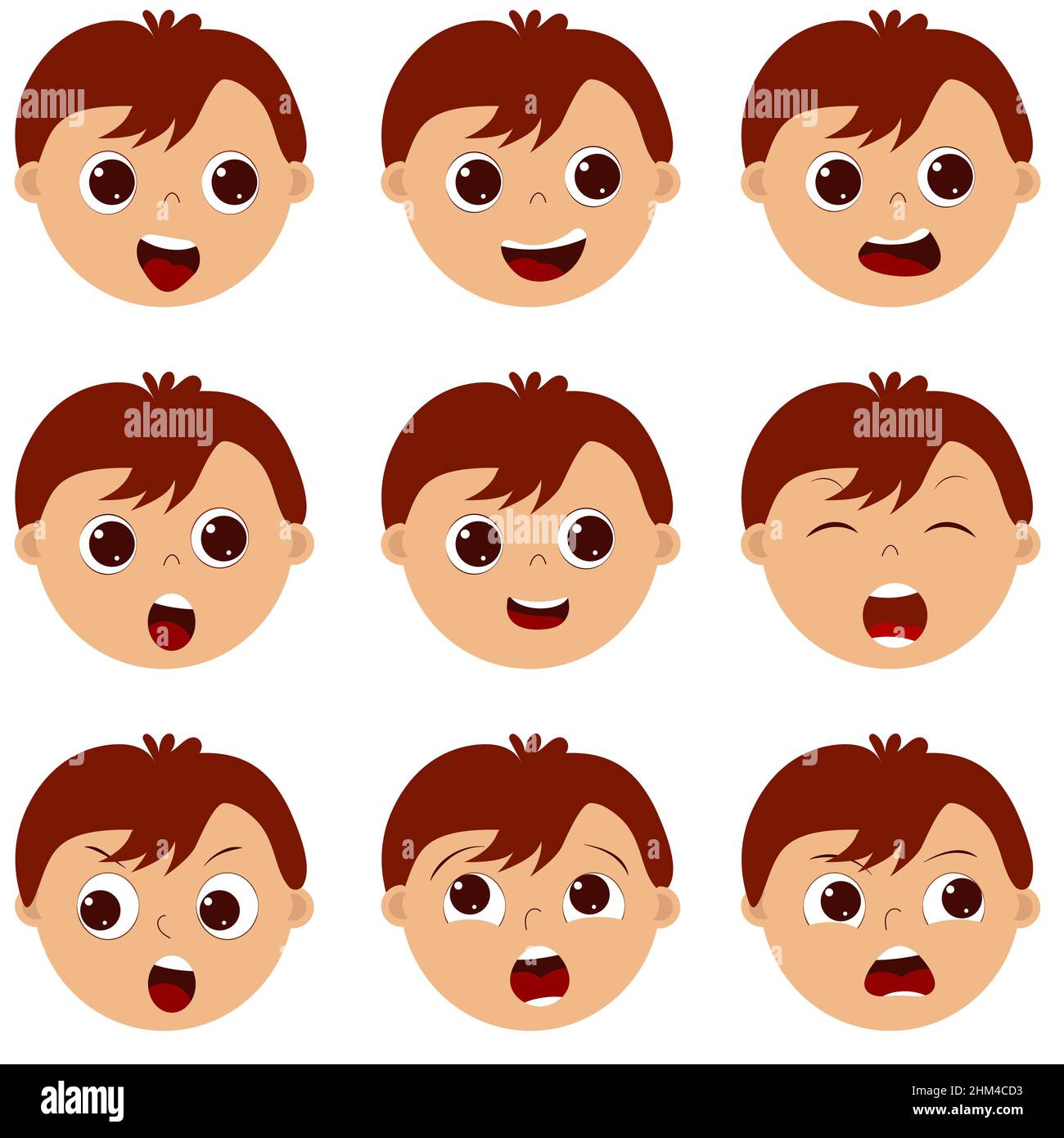 Collection of cute childish emotions. Children's set of different ...
