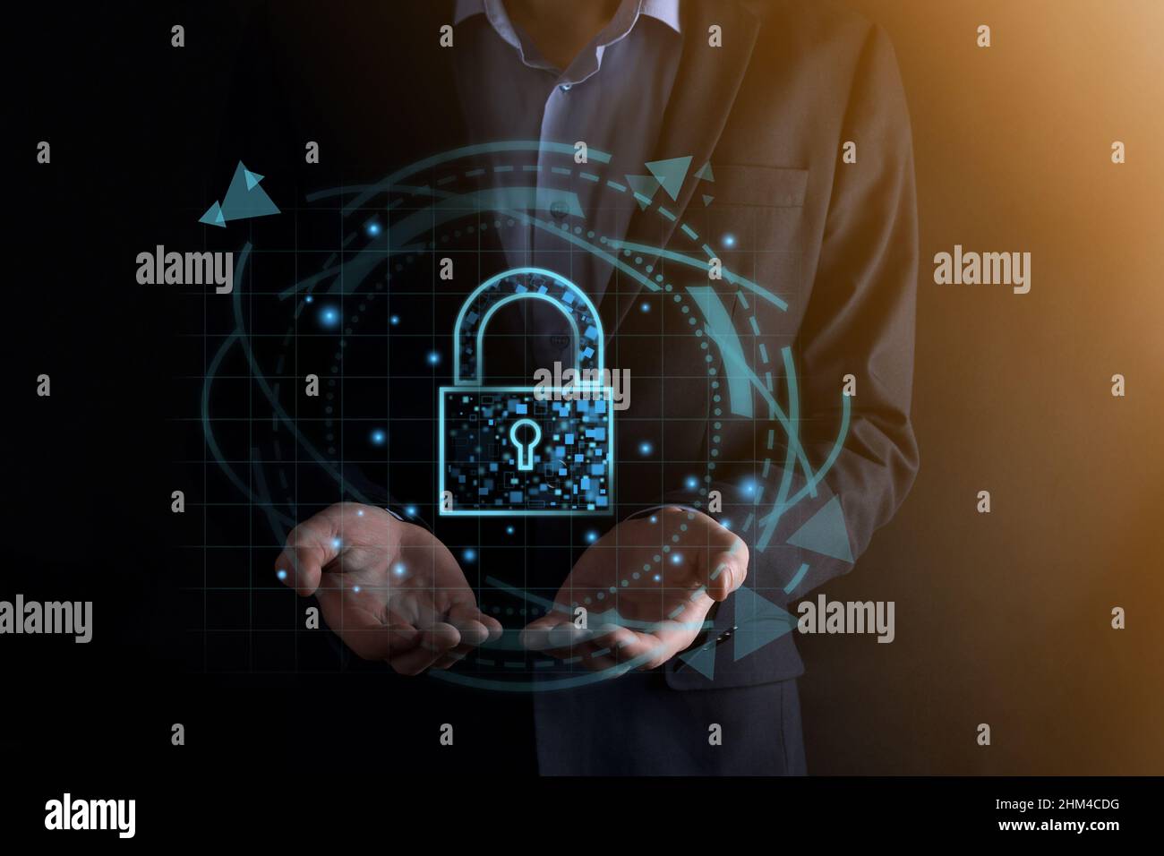 Cyber security network. Padlock icon and internet technology networking ...