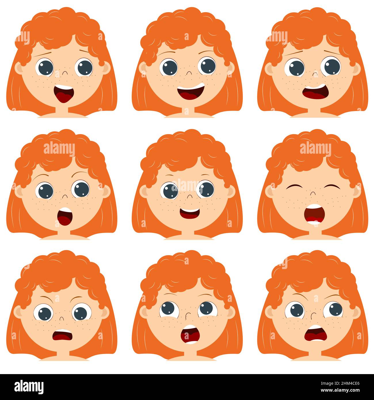 Collection of cute childish emotions. Children's set of different ...