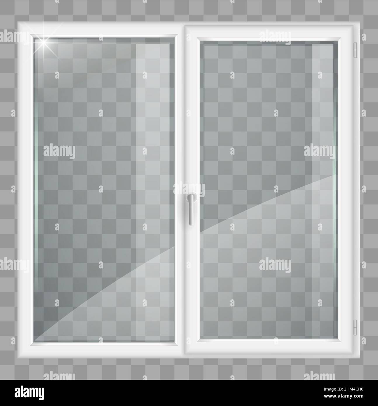 Modern white plastic wide window with a transparency effect for the ...