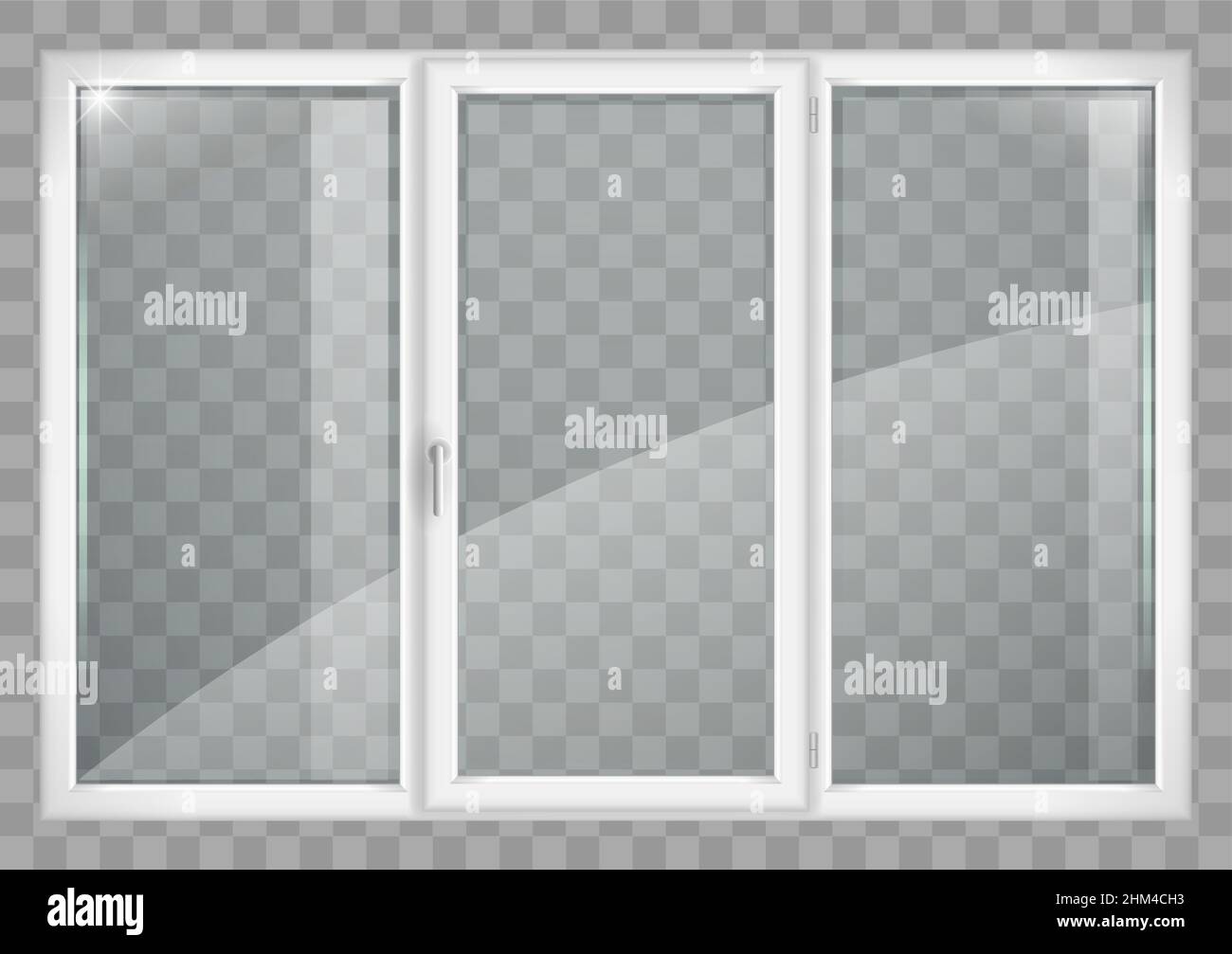 Modern white plastic wide window with a transparency effect for the ...