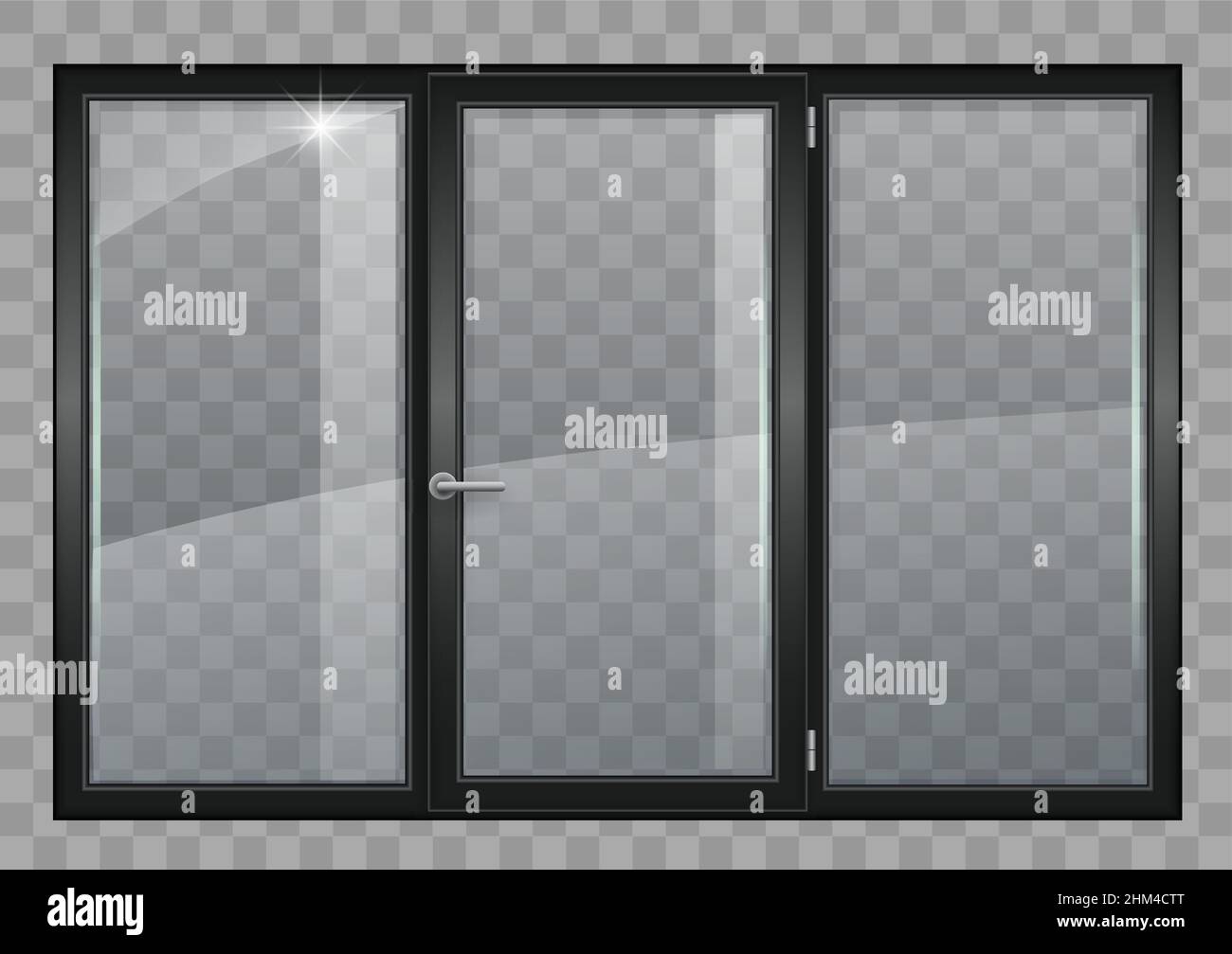 Modern black plastic wide window with transparency effect for the group ...