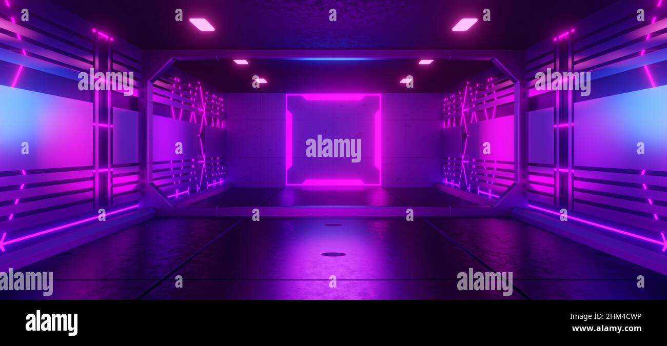 Sci-Fi Digital Tunnel Hangar Club Hallway Wonderful Vibrant with Medium ...