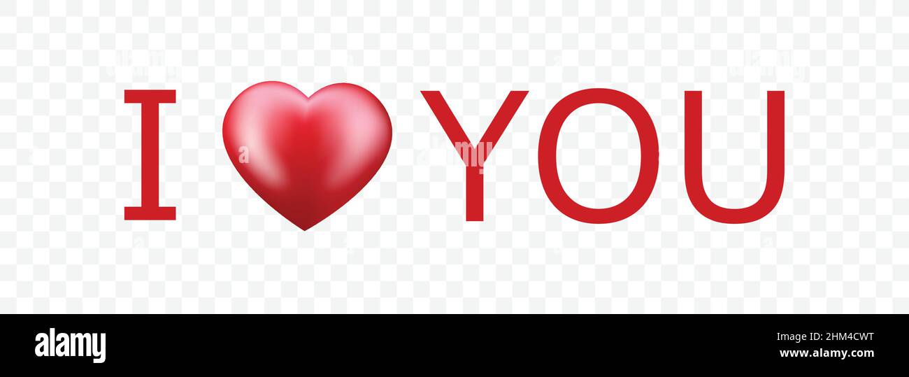 I love you banner with red heart isolated on transparent background ...