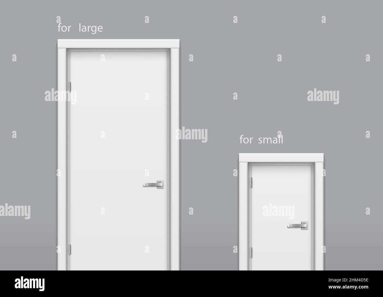 Vector illustration. Two doors on the wall .Large and small. The ...