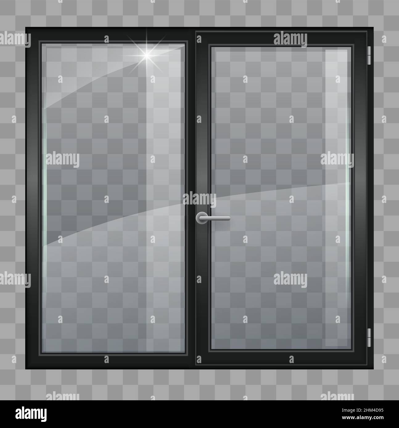 Modern black plastic wide window with a transparency effect for the ...