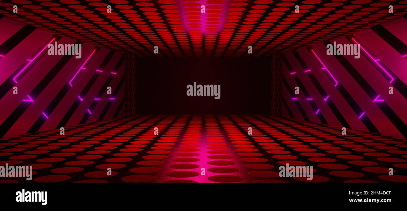 Robotic Corridor Hangar Basement Underground Hallway Vibrant with Dark ...