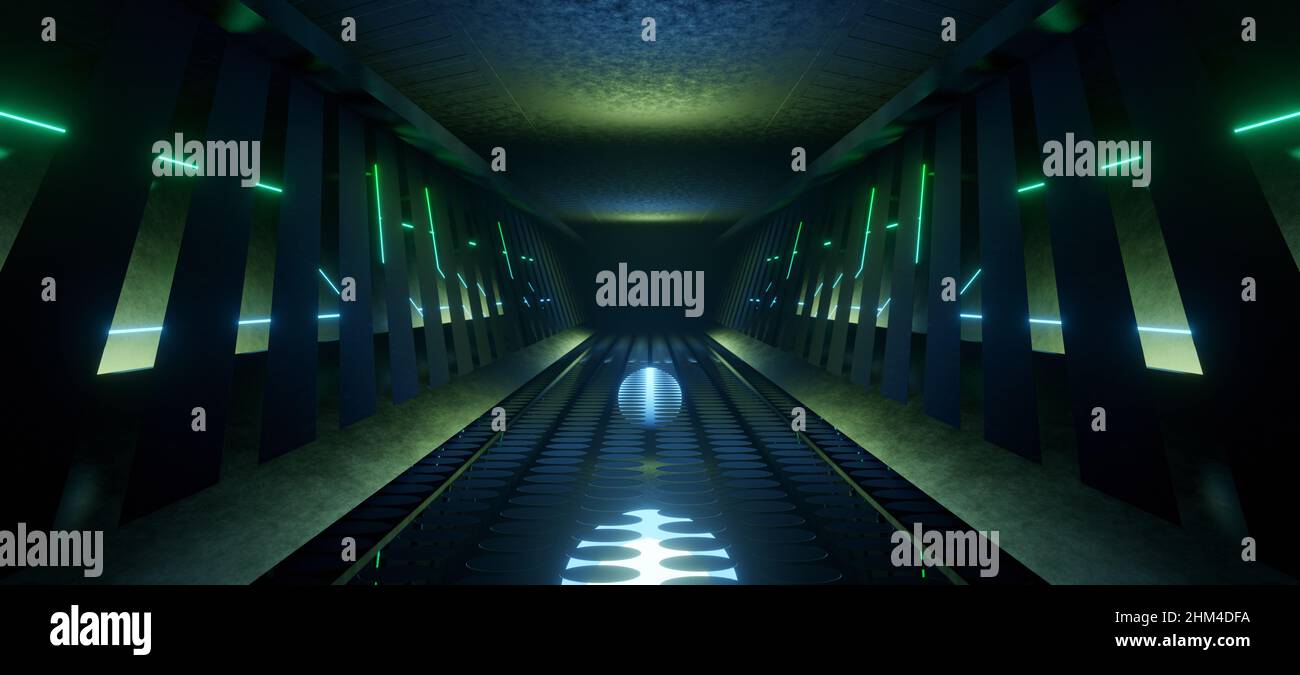 Sci Fi Shiny Dark Neon Lights Blue Green Futuristic Glowing Triangle ...