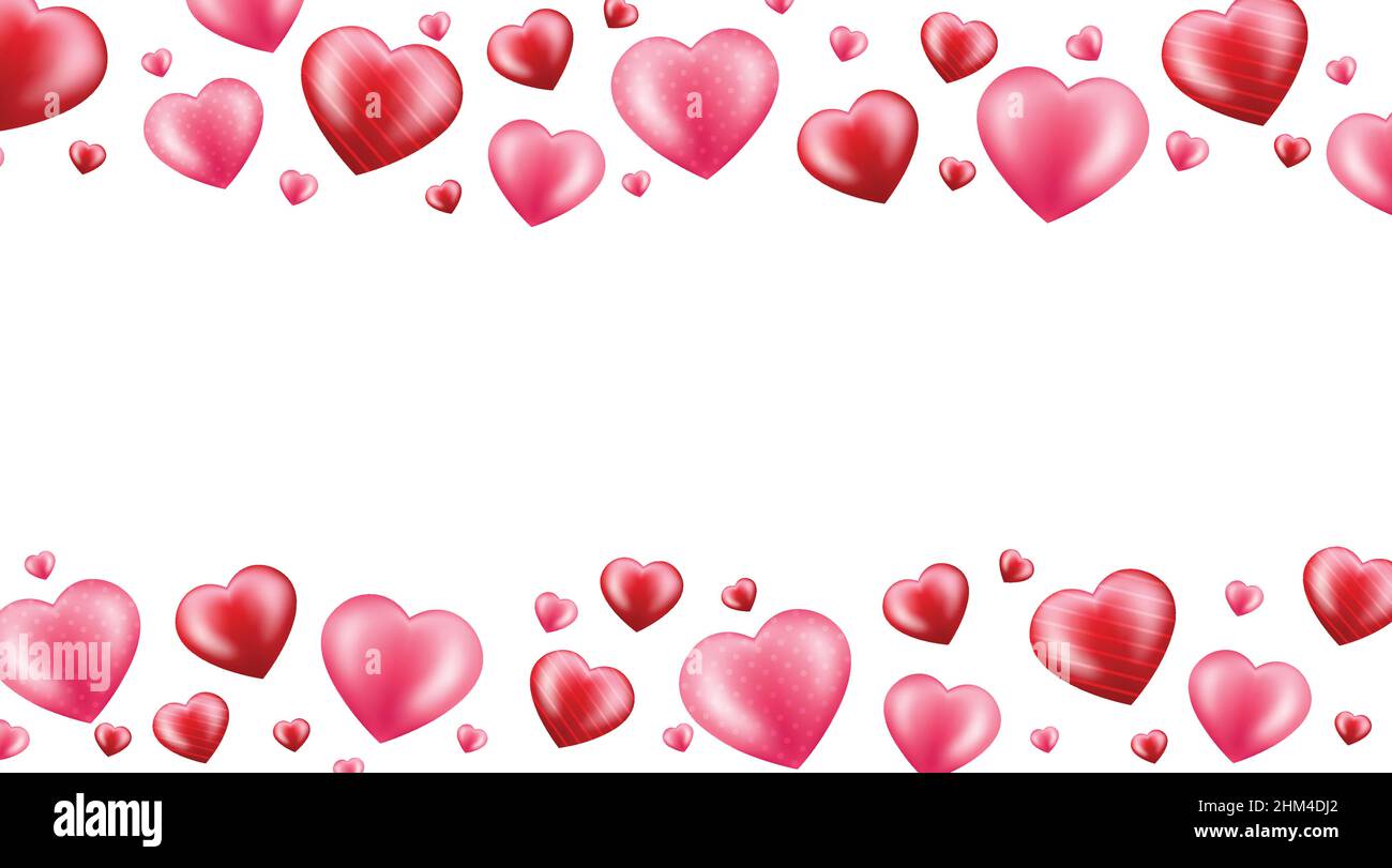 Red and pink hearts background vector illustration. Hearts isolated on ...