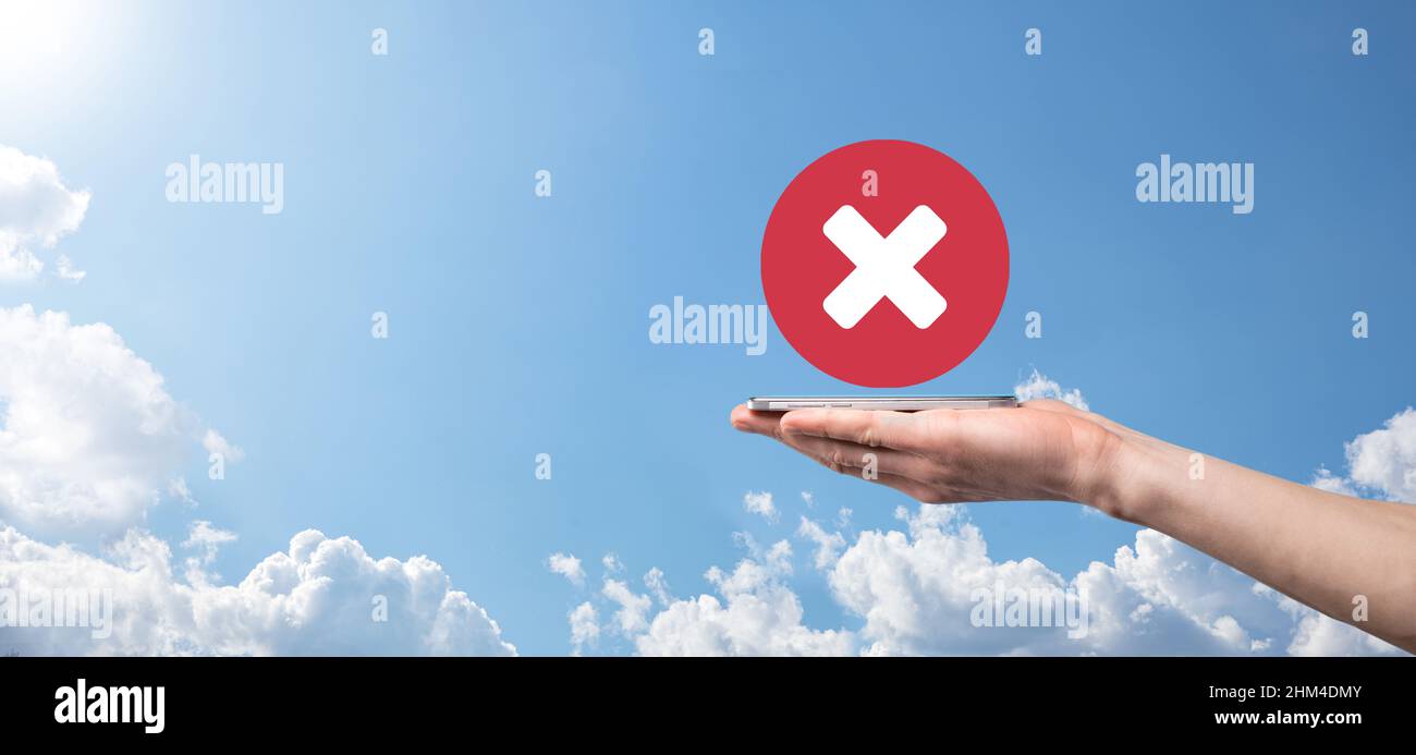 Hand holds icon,cancellation symbol,cancel icon.Cross mark flat red ... Hand holds icon,cancellation symbol,cancel icon.Cross mark flat red ...
