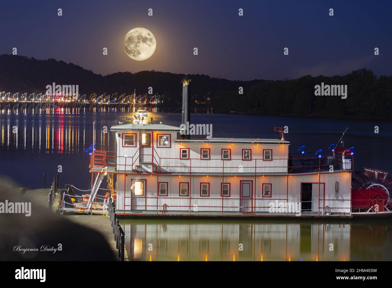 Sternwheeler at Night Stock Photo - Alamy