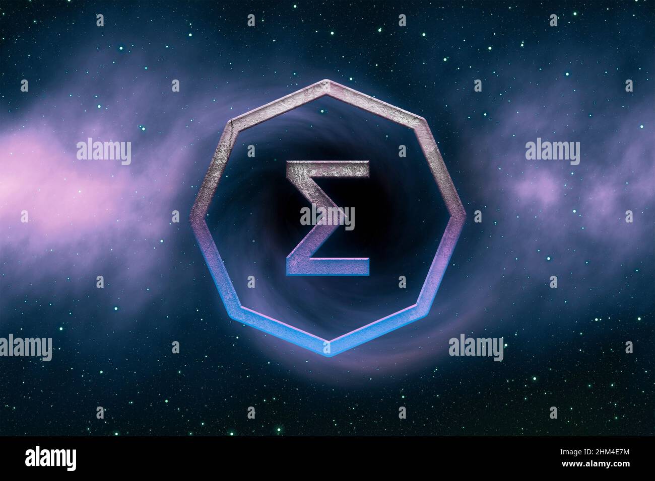 3D rendering cryptocurrency ergo coin on colorful background ...