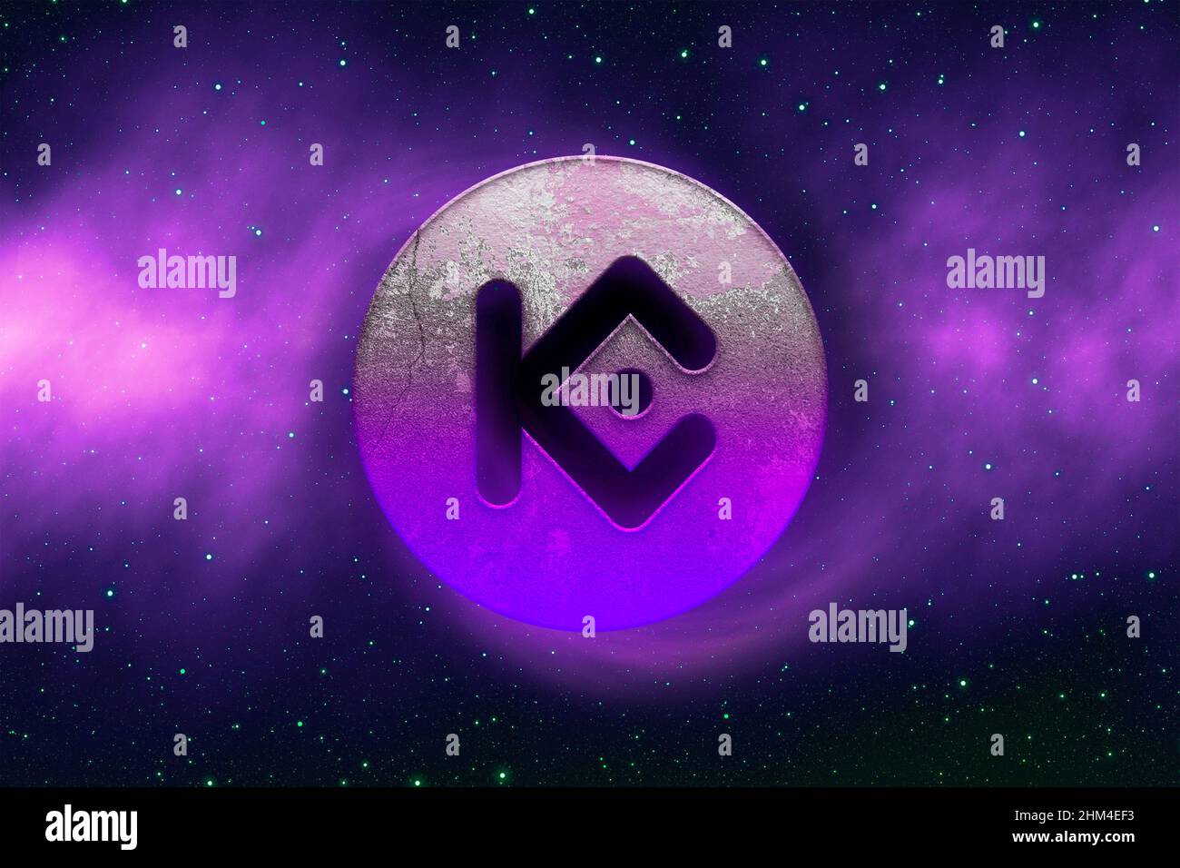 3D rendering cryptocurrency kucoin coin on colorful background ...