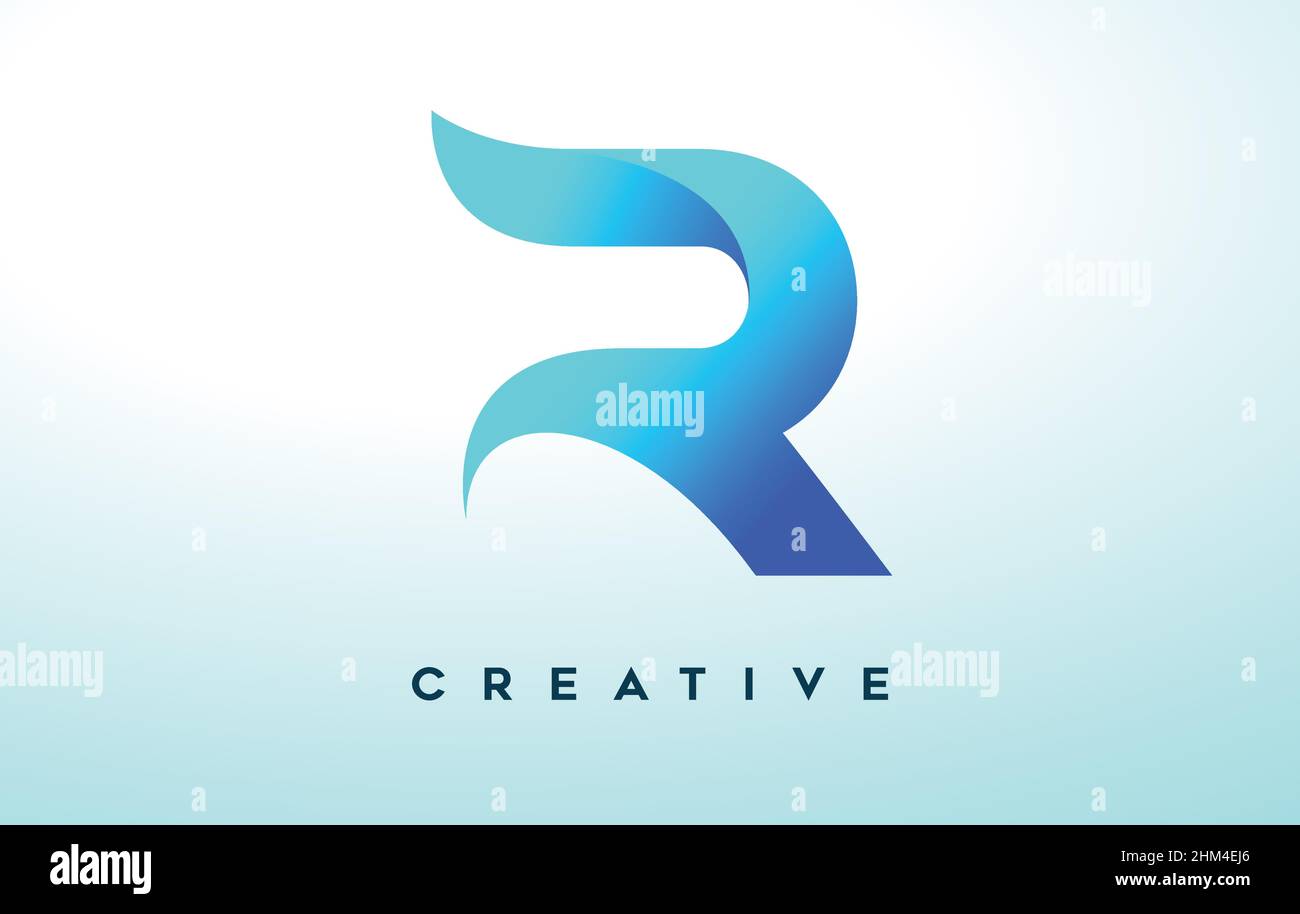 Blue R Letter Logo Design with Stylized Look and Modern Design for ...