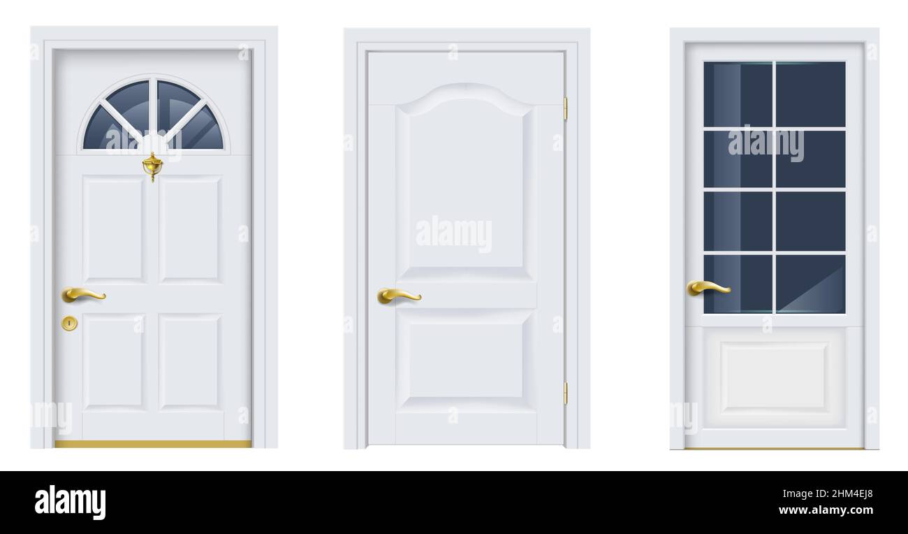 Facade vector templates. Set of white classic windows and doors Stock ...