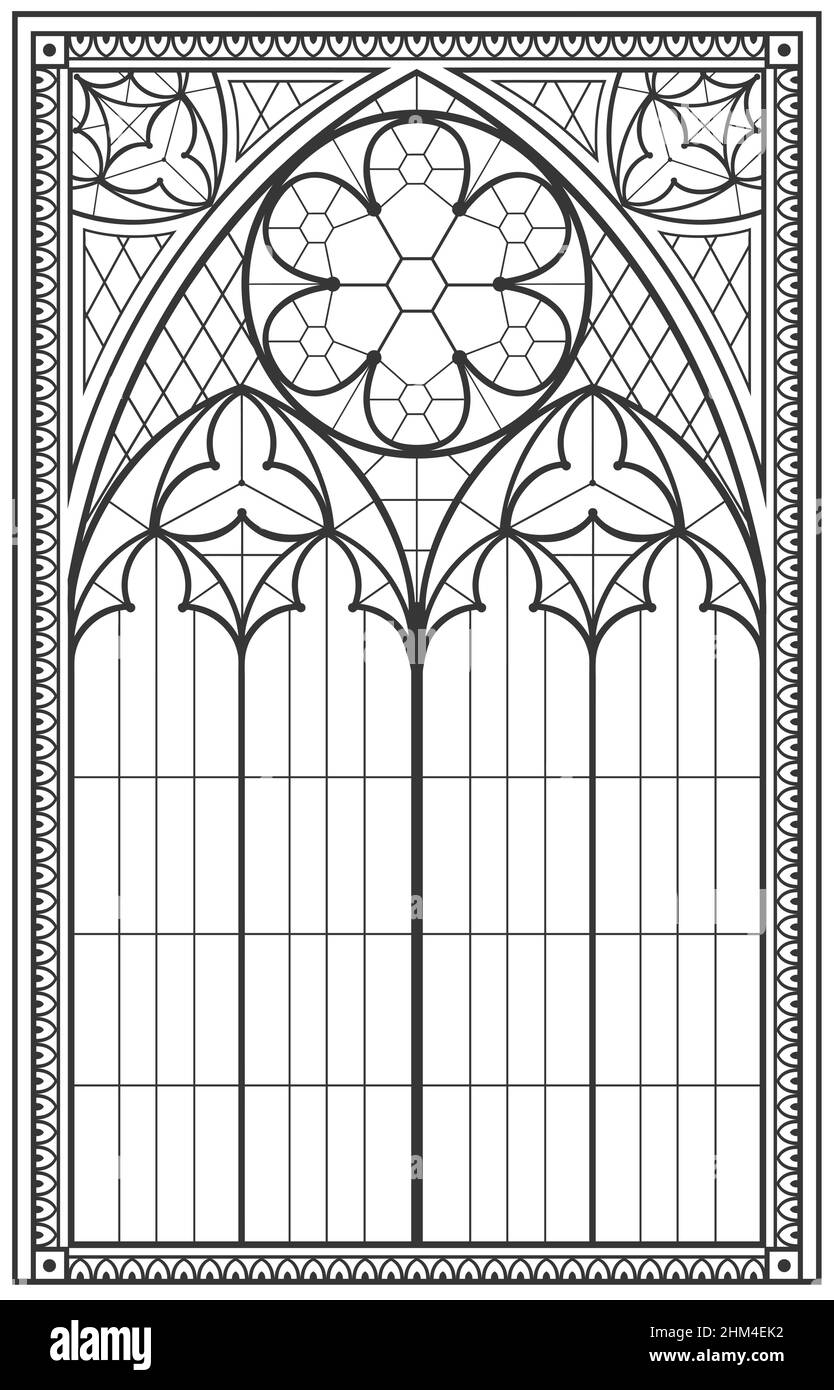 Vector graphics. Vintage gothic background with arch contour drawing ...