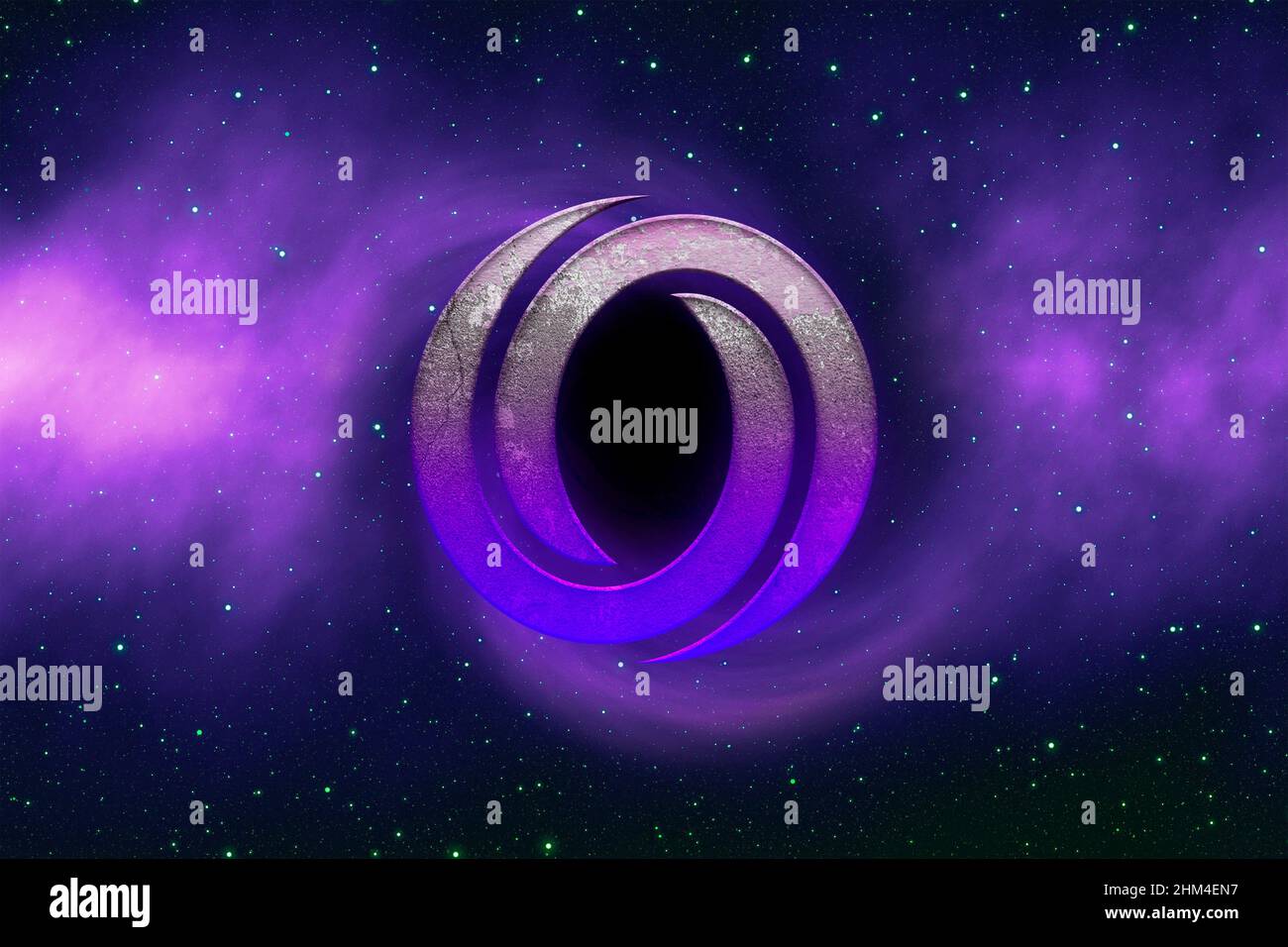 3D rendering cryptocurrency oasis coin on colorful background ...