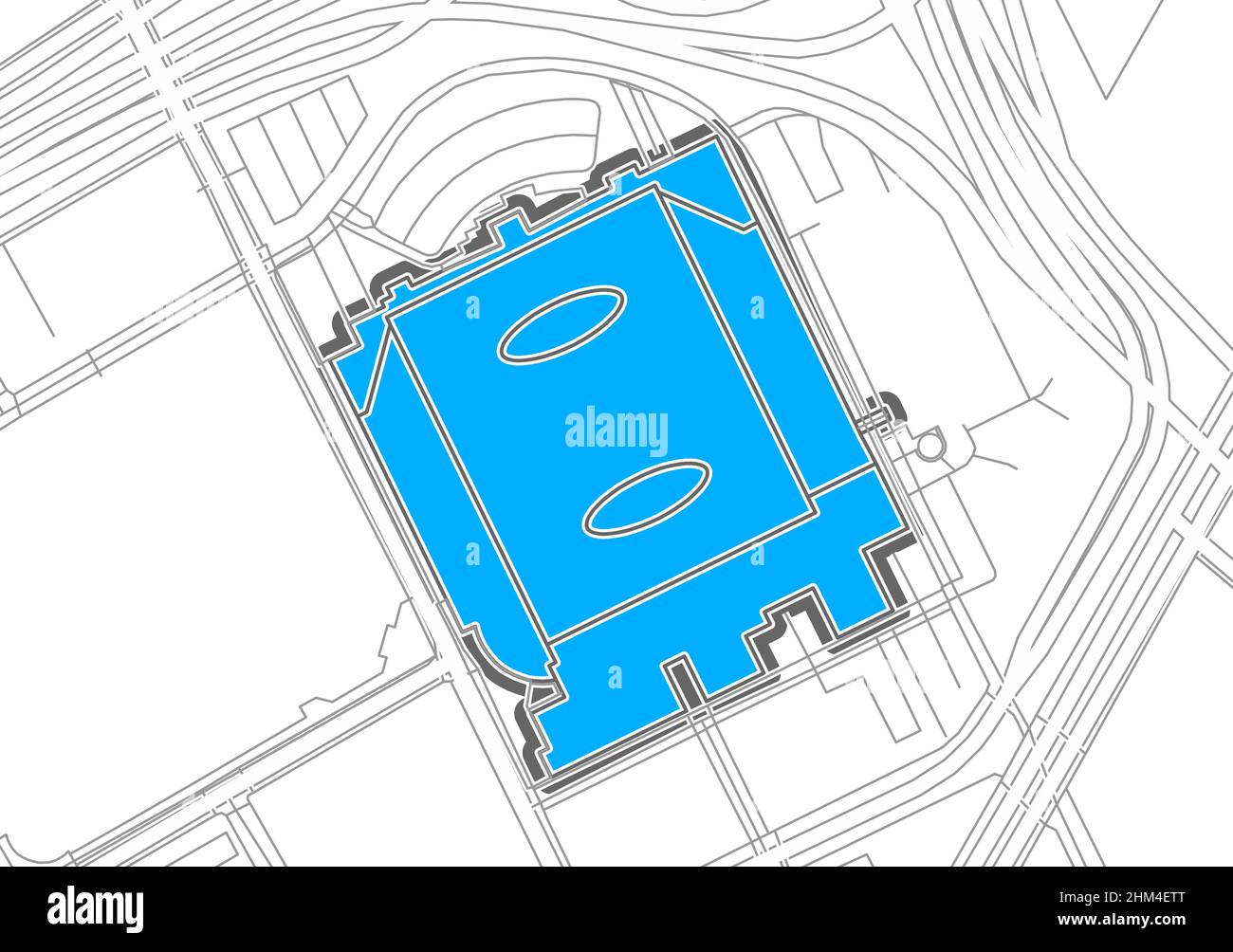 Detroit, American Football NHL Stadium, outline vector map. The ...