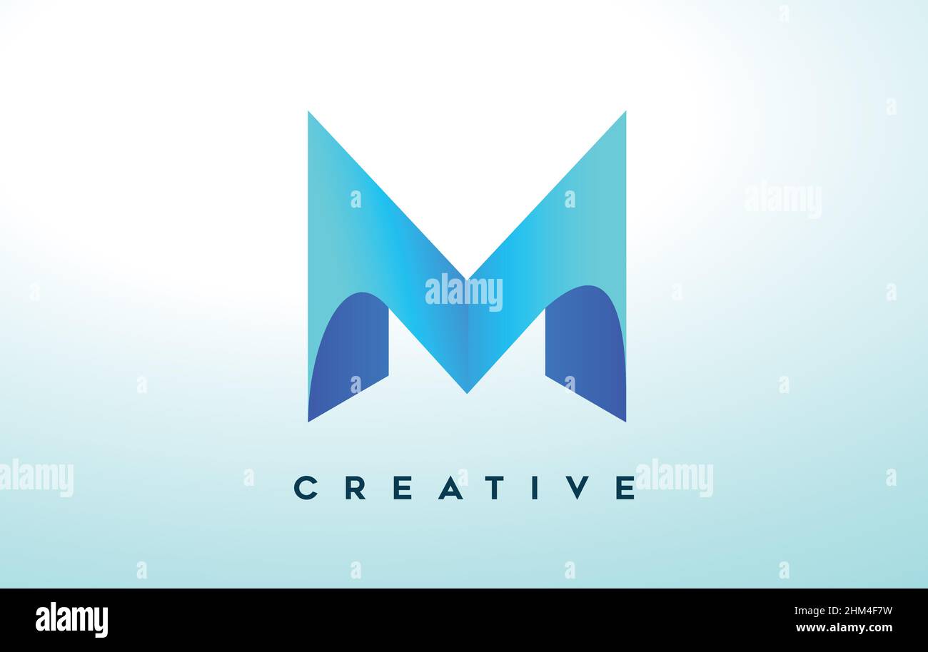 Blue M Letter Logo Design with Stylized Look and Modern Design for ...