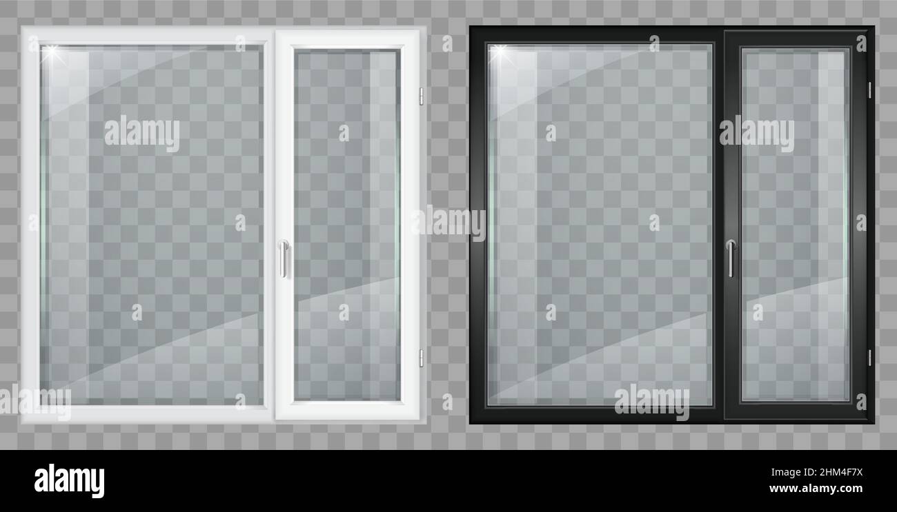 Modern white and black plastic wide window with a transparency effect ...