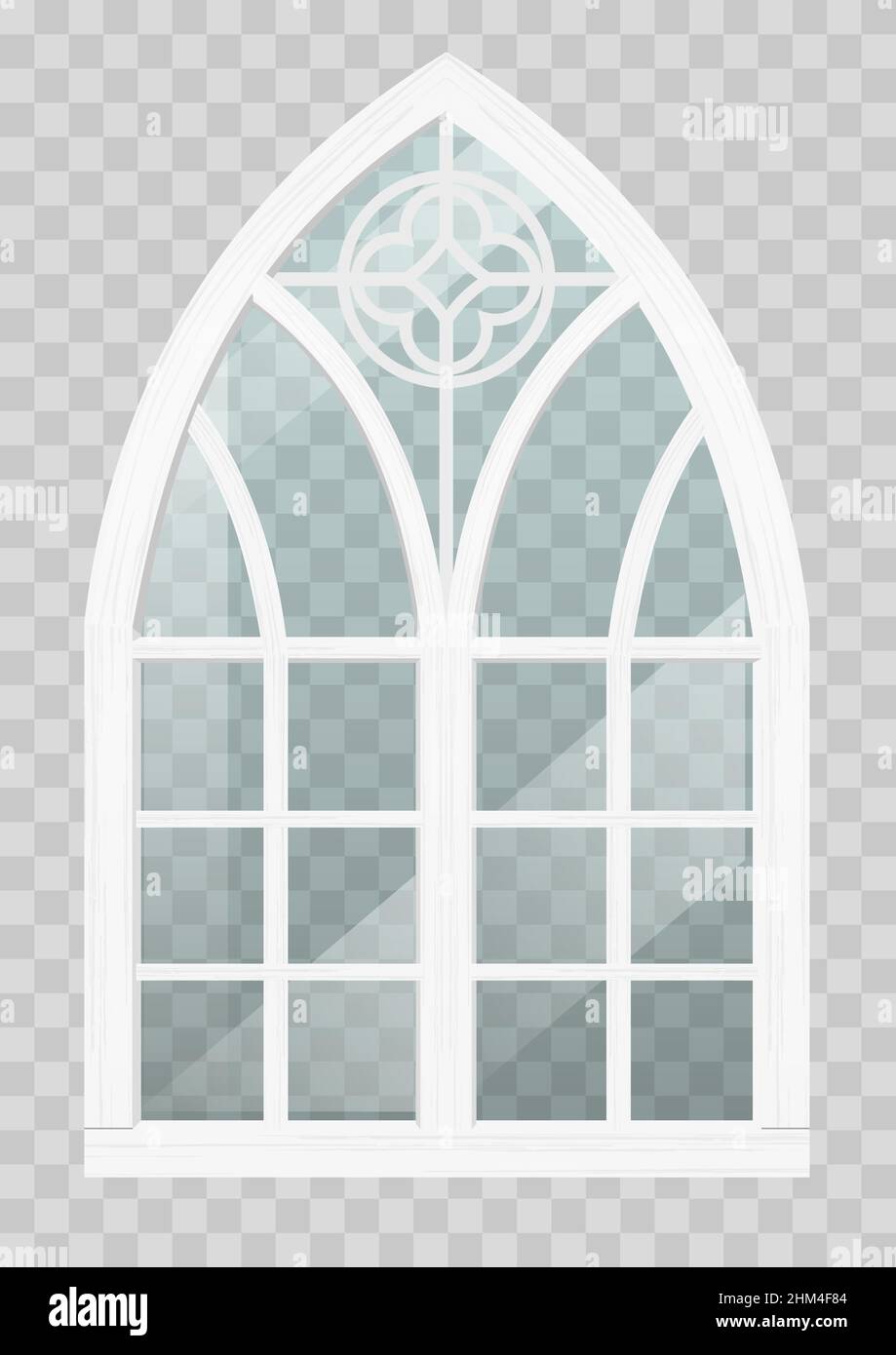 Classic Gothic window of wood in medieval style for the church or ...
