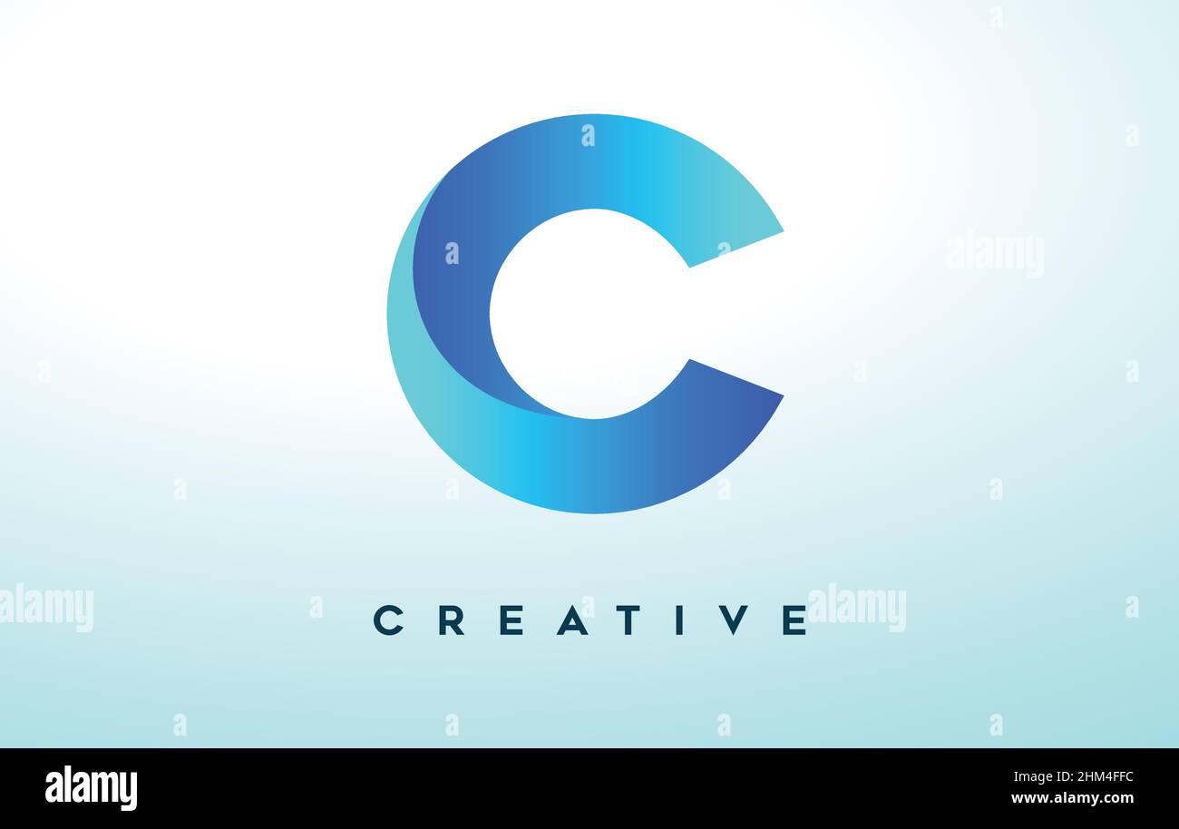 Blue C Letter Logo Design with Stylized Look and Modern Design for ...