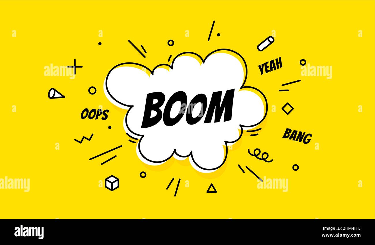 Banner Boom. Banner, speech bubble, poster and sticker concept ...