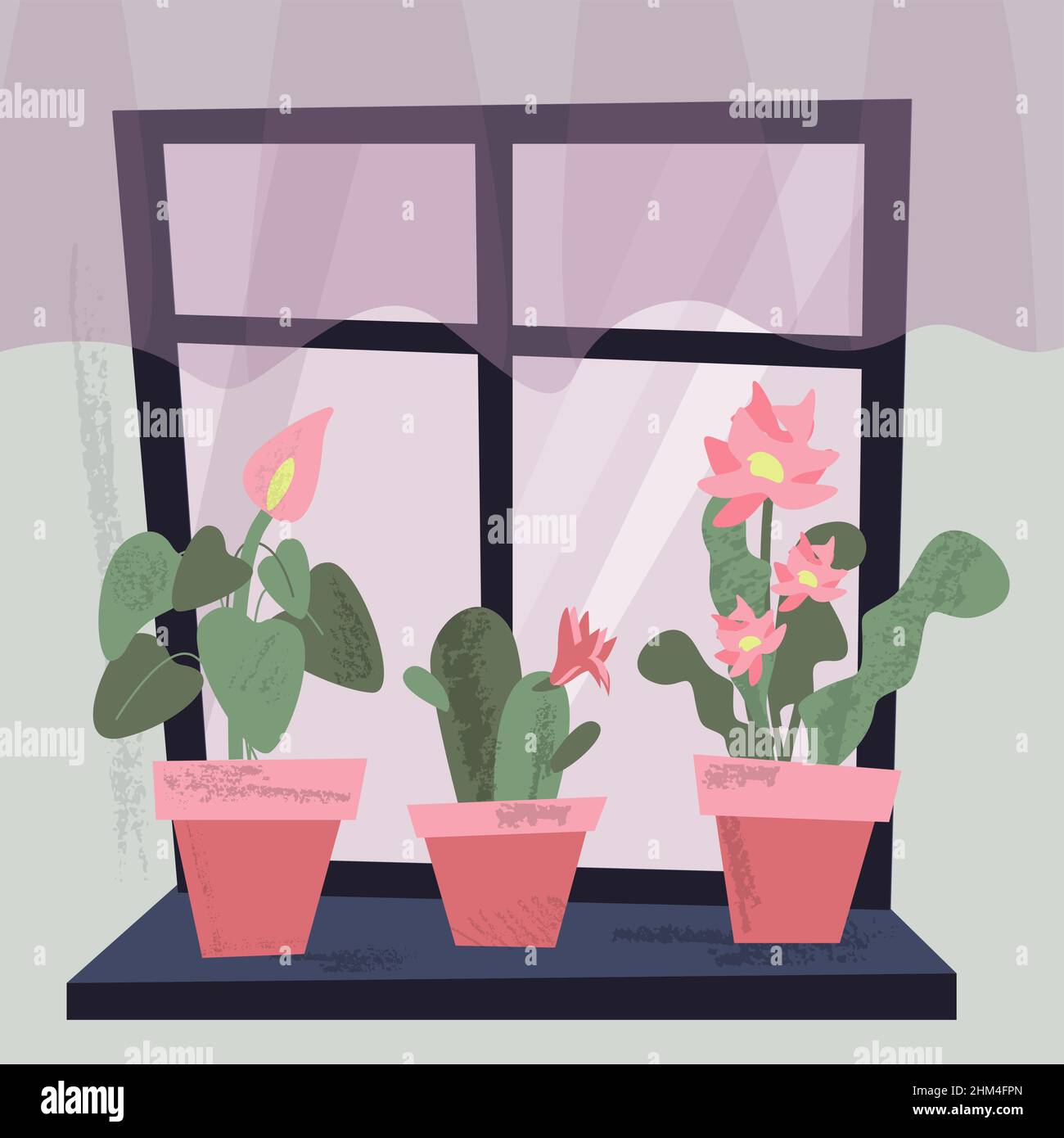 Houseplant on windowsill Stock Vector Images - Alamy