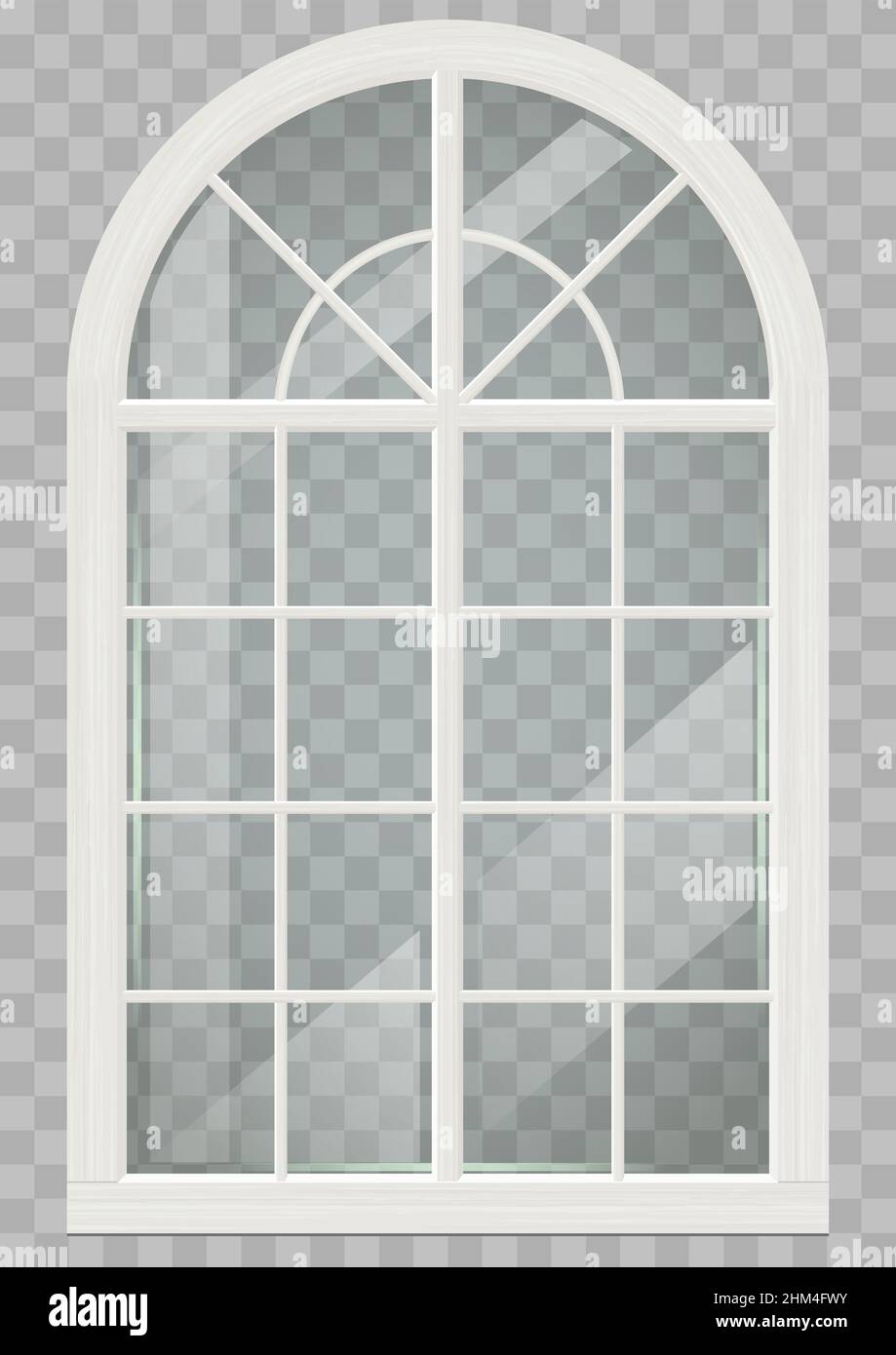 Classic arched window of wood in medieval style for the church or ...