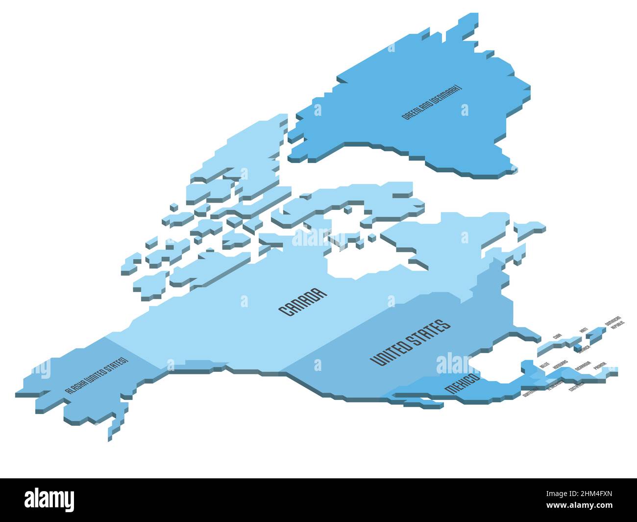 Isometric political map of North America Stock Vector Image & Art - Alamy