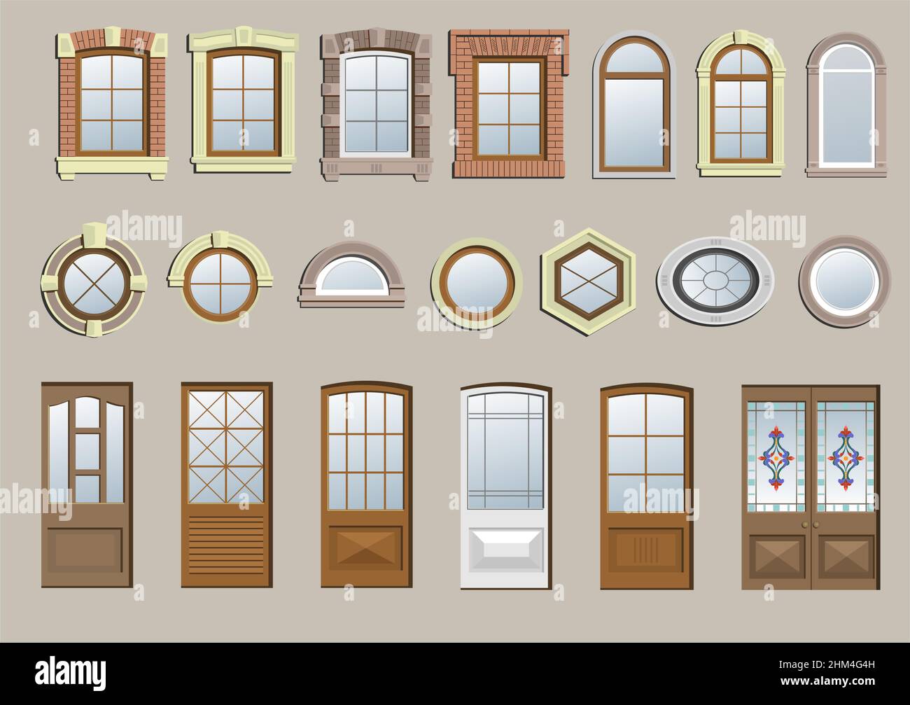 A set of different classical windows and doors Stock Vector Image & Art ...