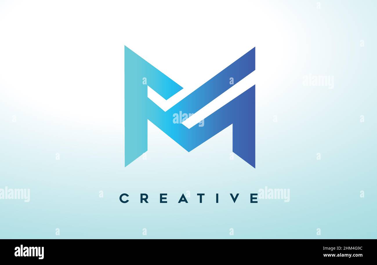 Blue M Letter Logo Design with Stylized Look and Modern Design for ...