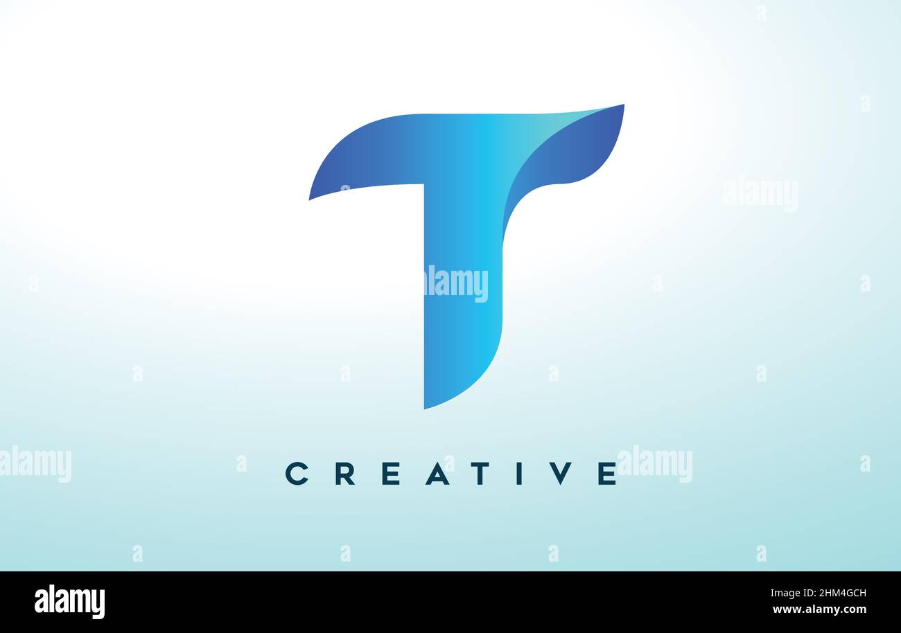 Blue T Letter Logo Design with Stylized Look and Modern Design for ...