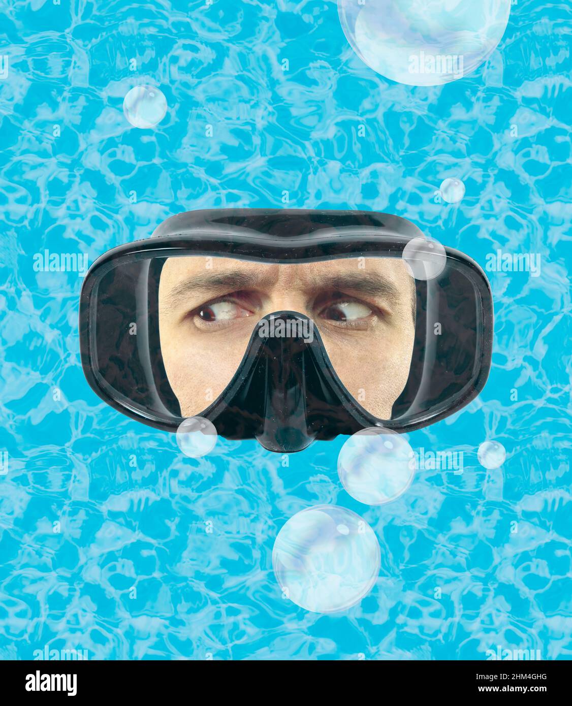 Creative design. Contemporary art collage of cropped male face in ...