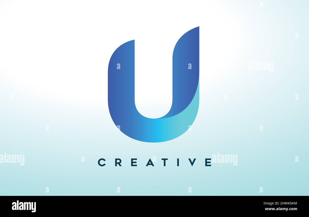Blue U Letter Logo Design with Stylized Look and Modern Design for ...