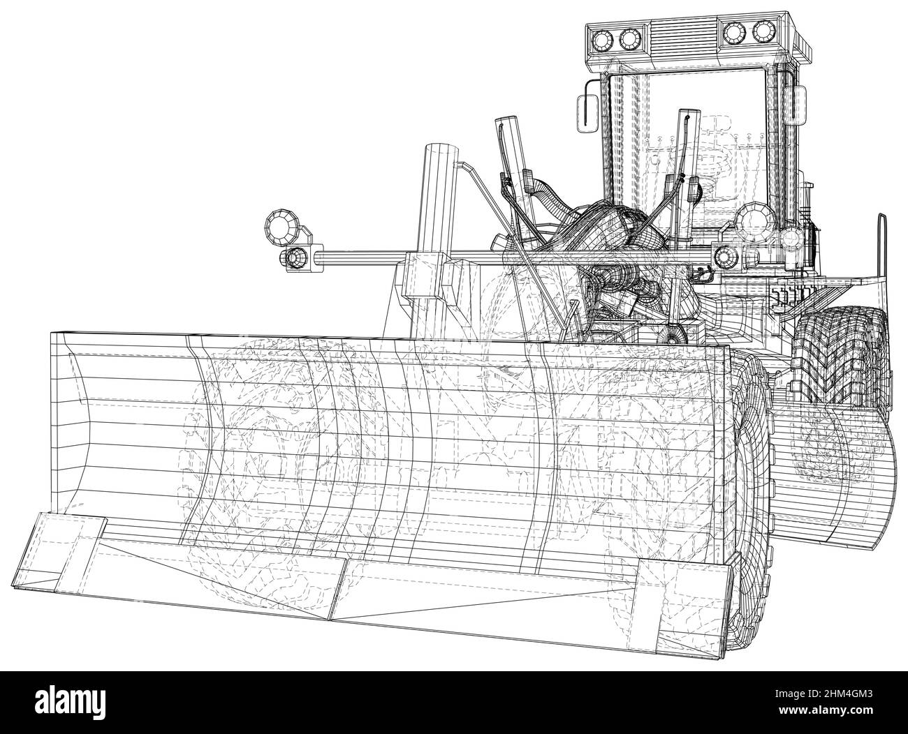 Road grader with a big shovel. Illustration isolated on white ...