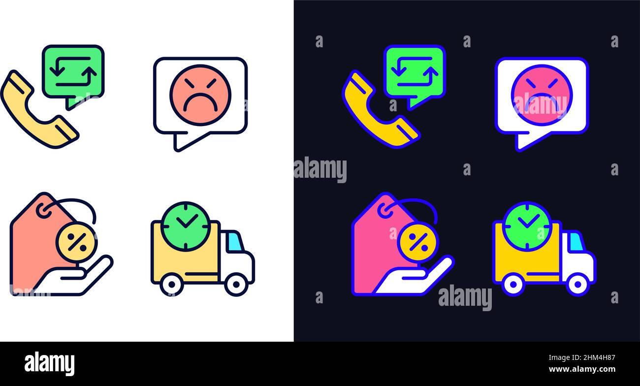 Customer help pixel perfect light and dark theme color icons set Stock ...