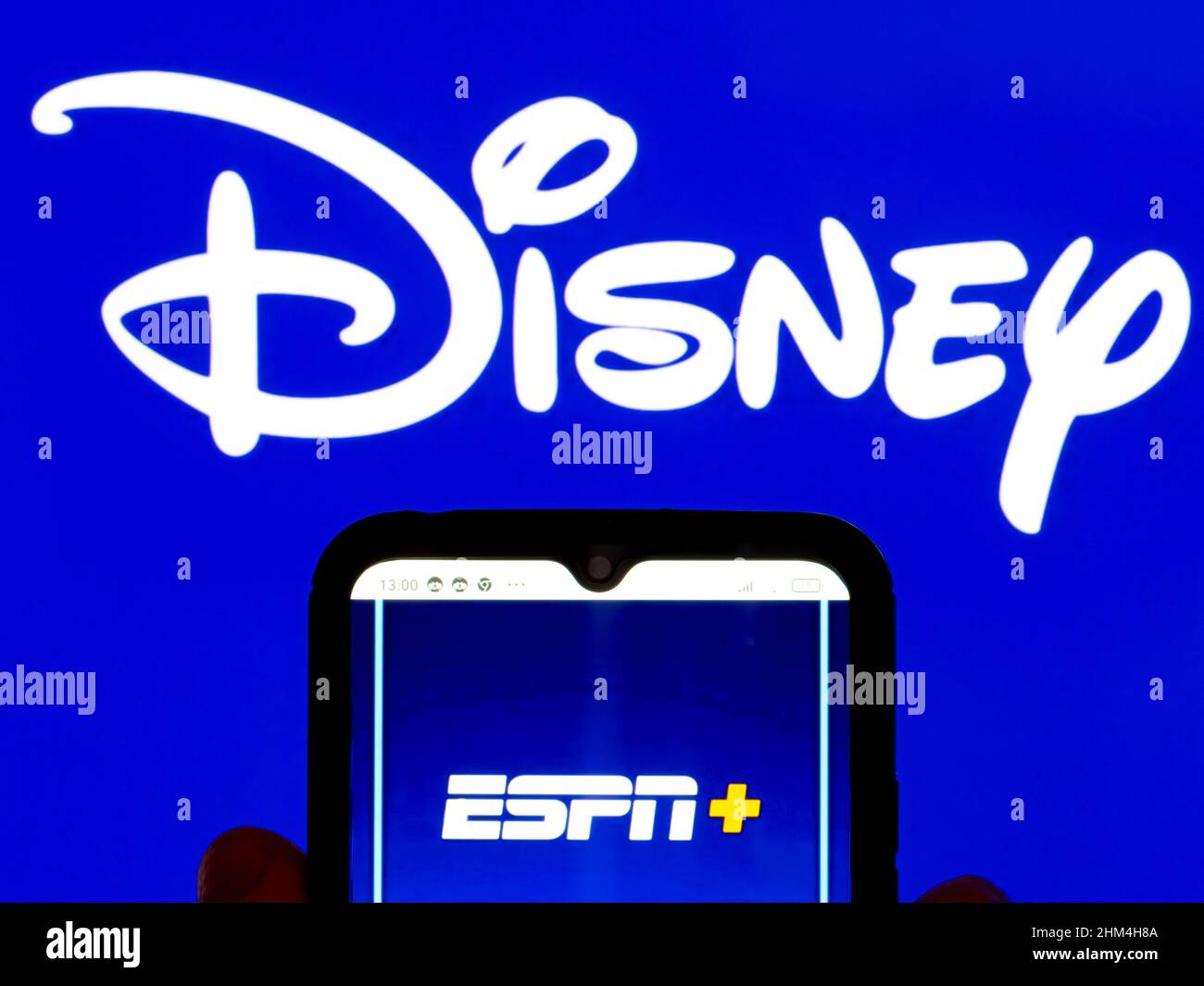 In this photo illustration, the ESPN+ logo is displayed on a smartphone ...