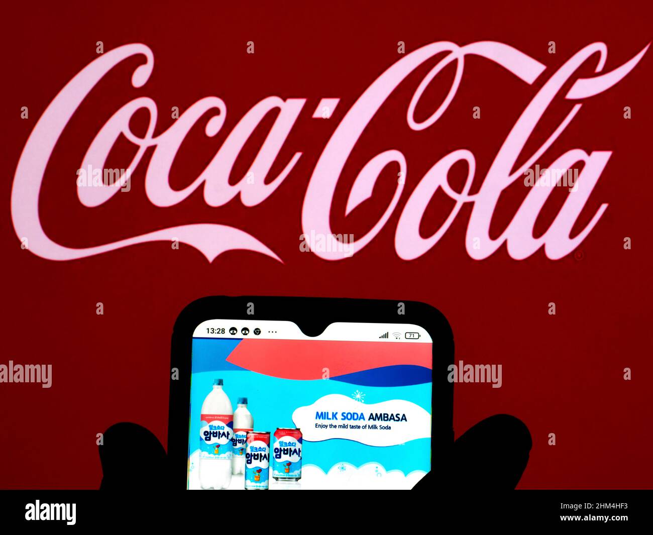 In this photo illustration, the Ambasa, milk soda logo is displayed on ...