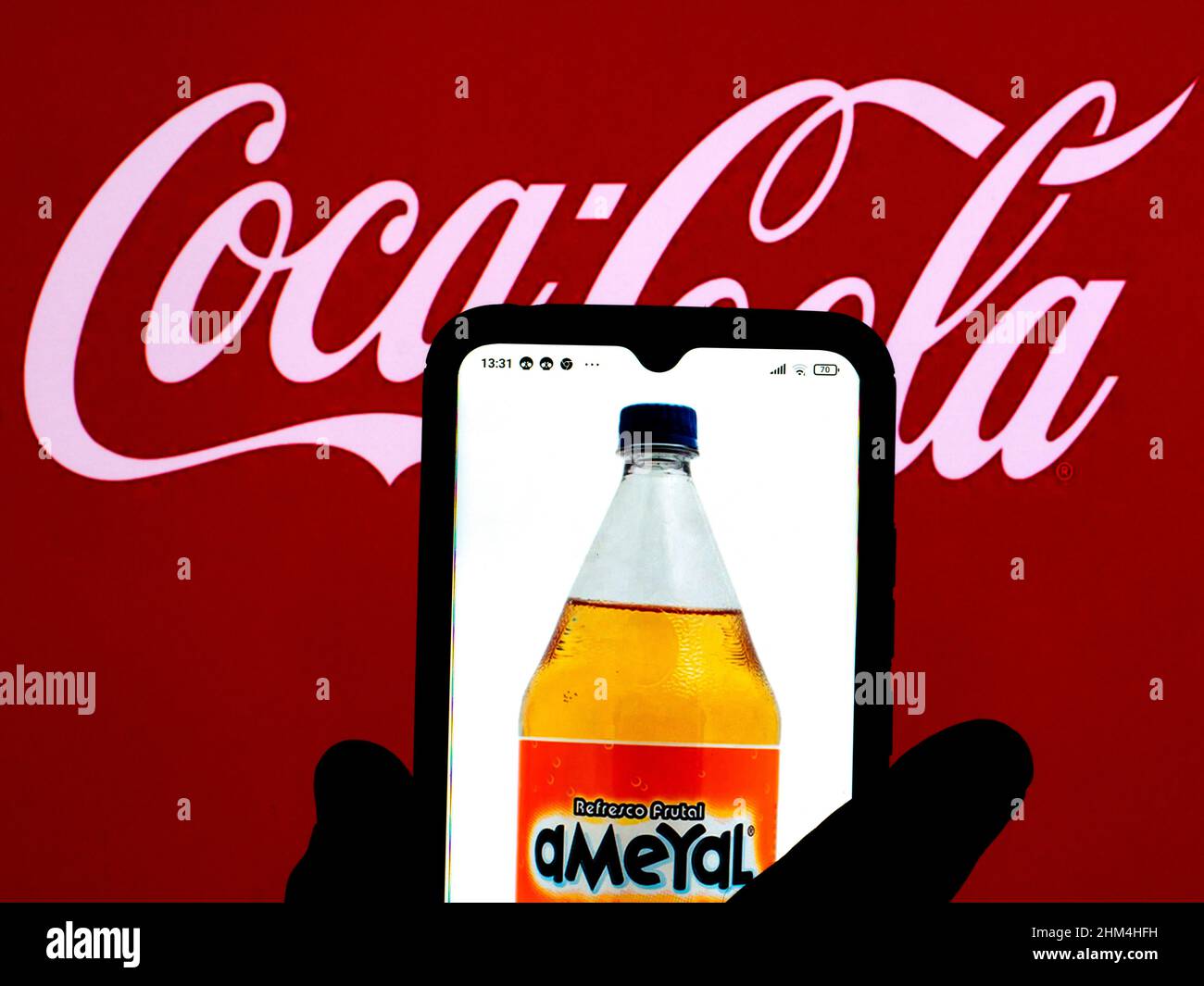 In this photo illustration, the Ameyal, fruit soda logo is displayed on ...