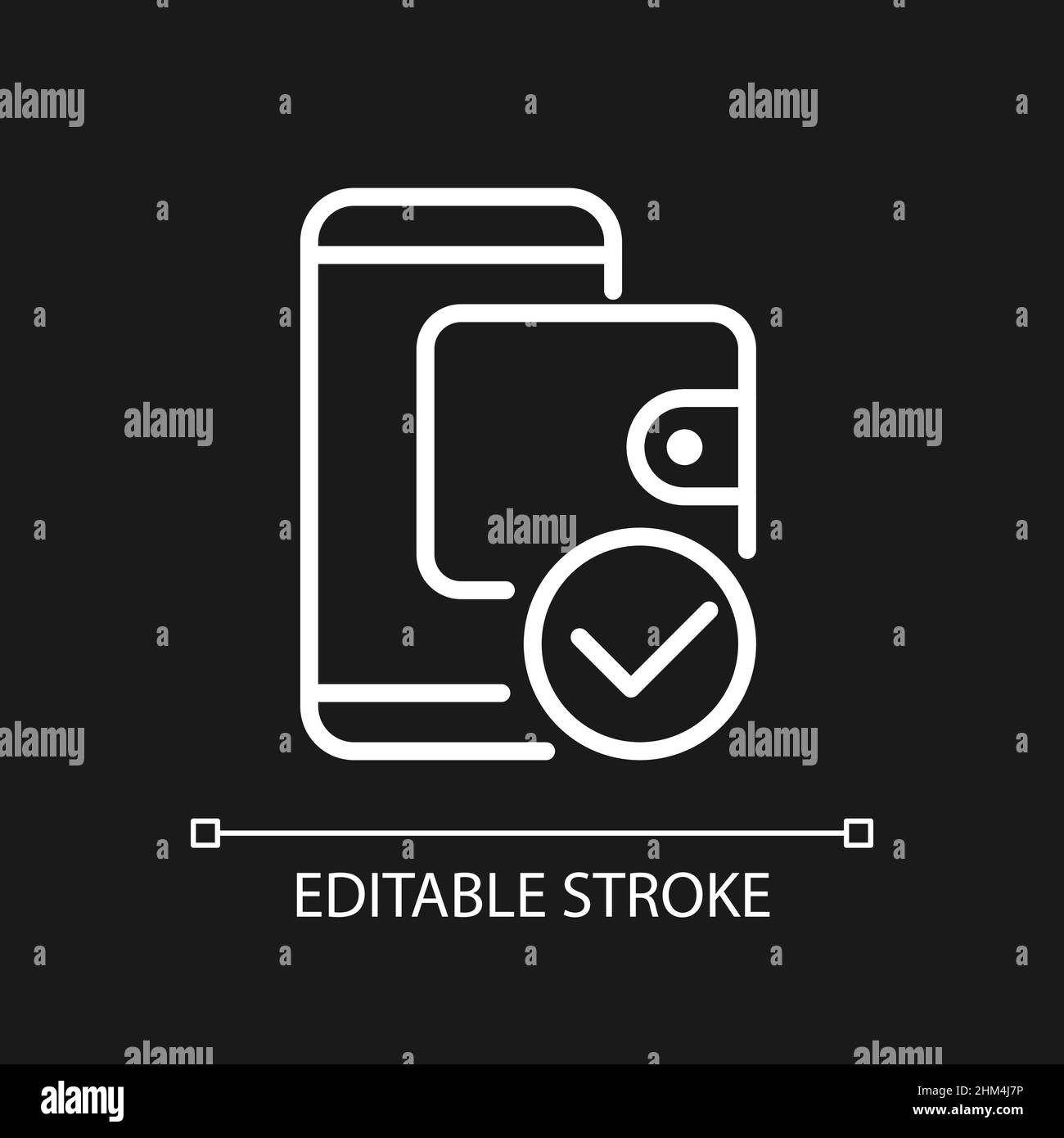 E wallet payment pixel perfect white linear icon for dark theme Stock ...