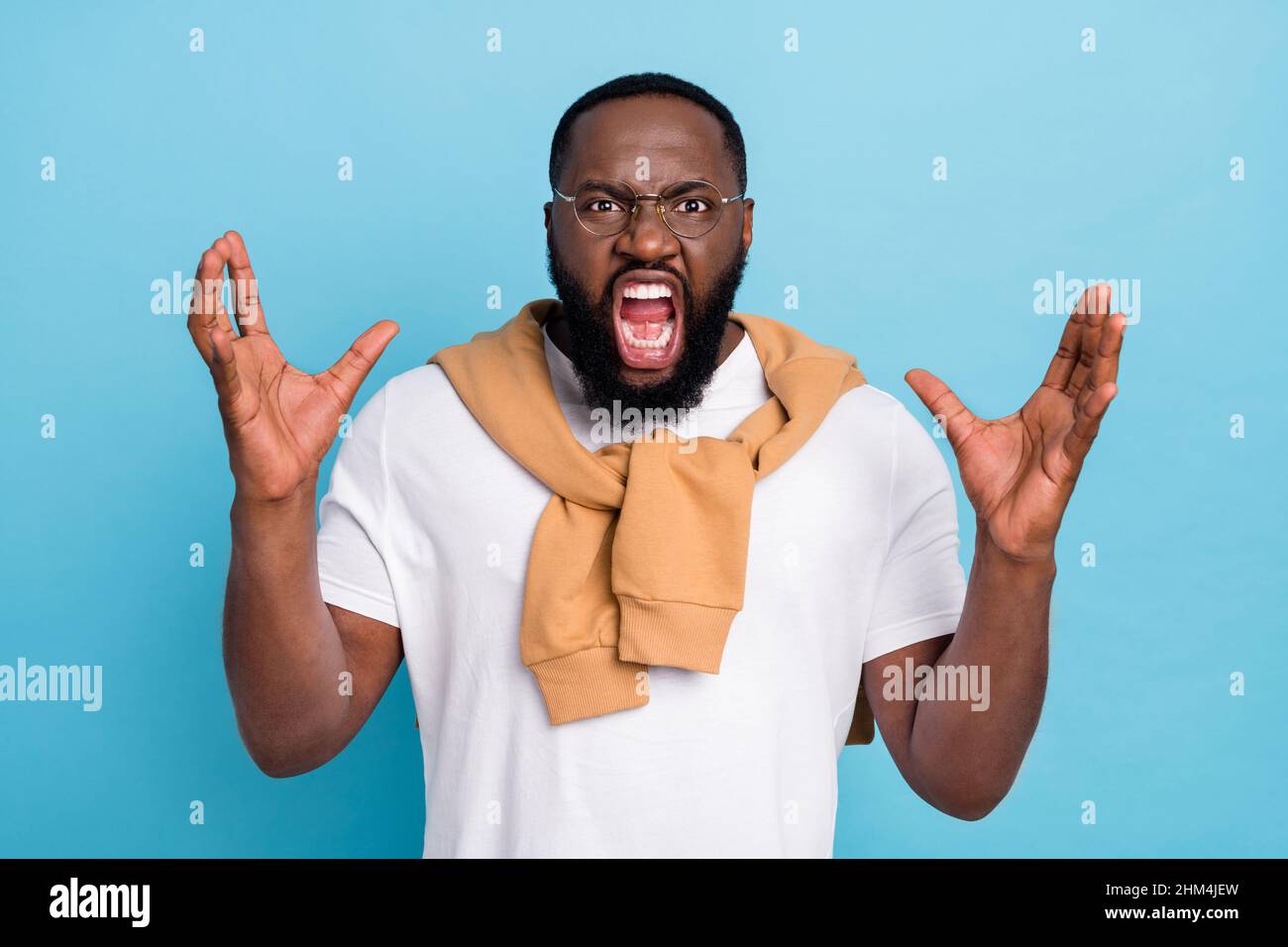 Photo of angry furious businessman screaming bad mood problem trouble ...