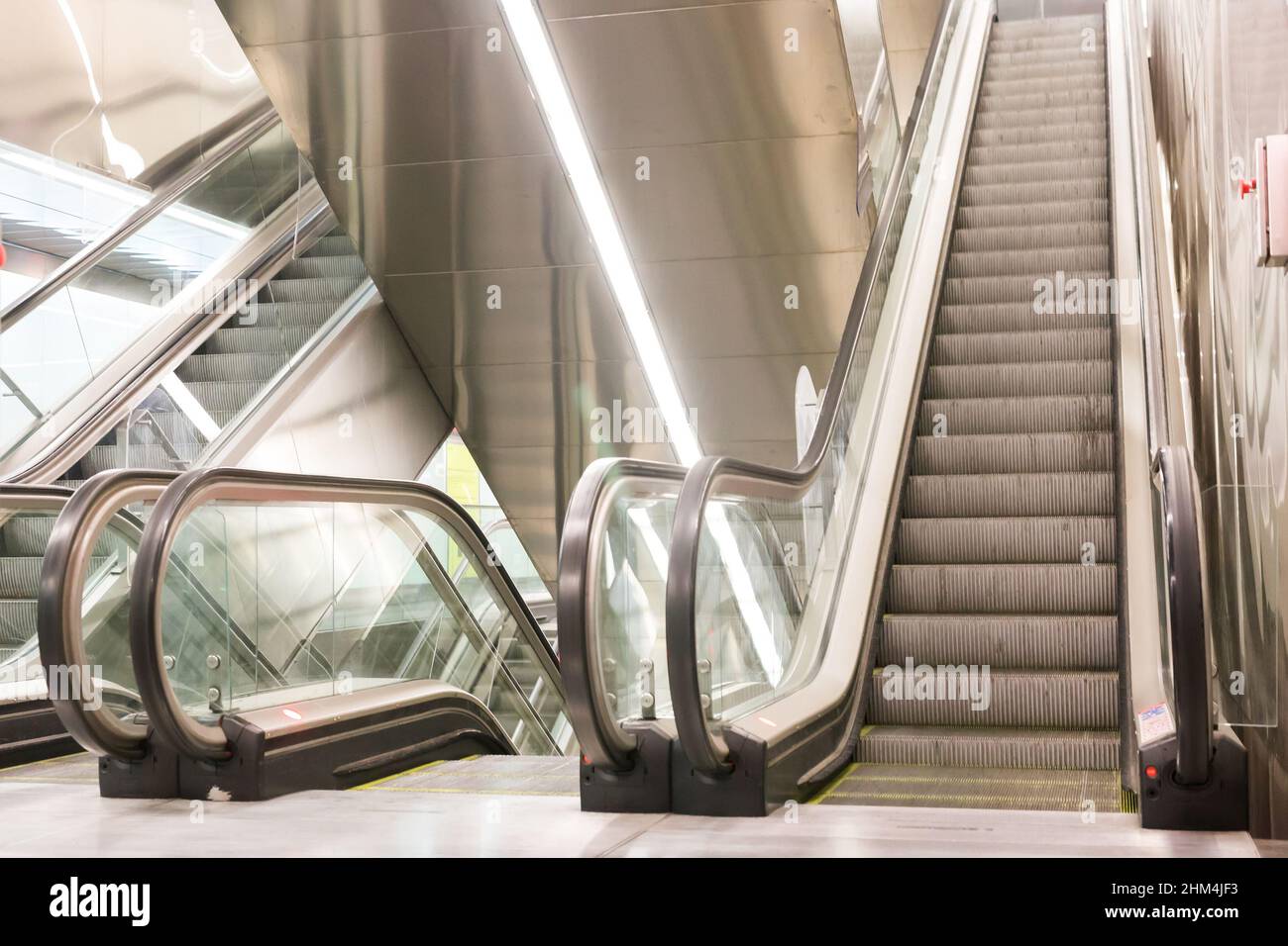 line escalators with metal coating Stock Photo - Alamy